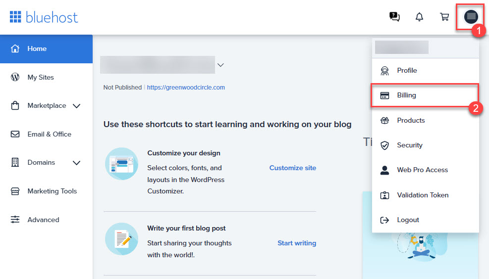 View Billing Receipts and Payment History | Bluehost Support
